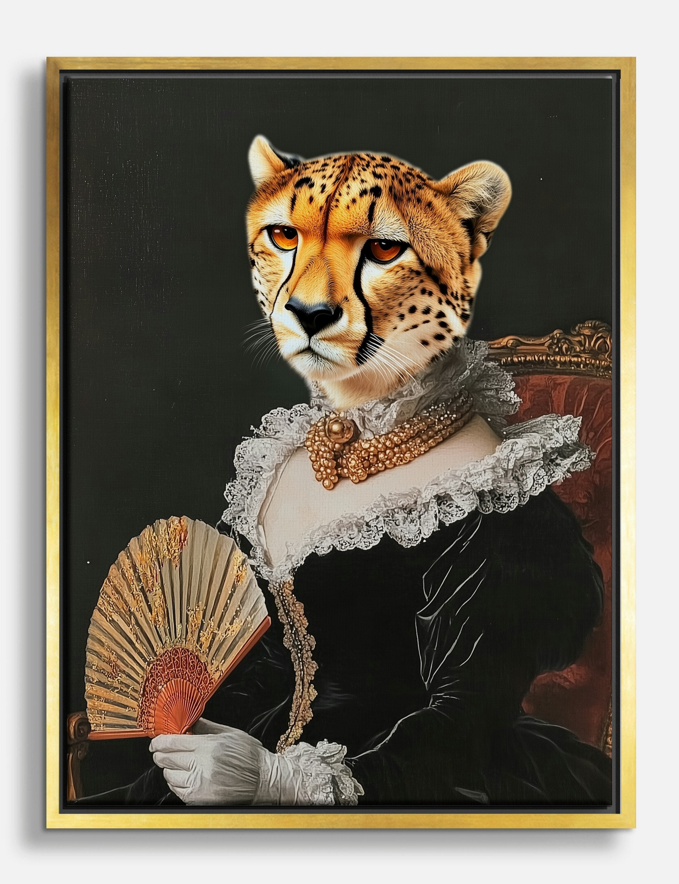 Canvas adellijke dame met cheetagezicht – Fab