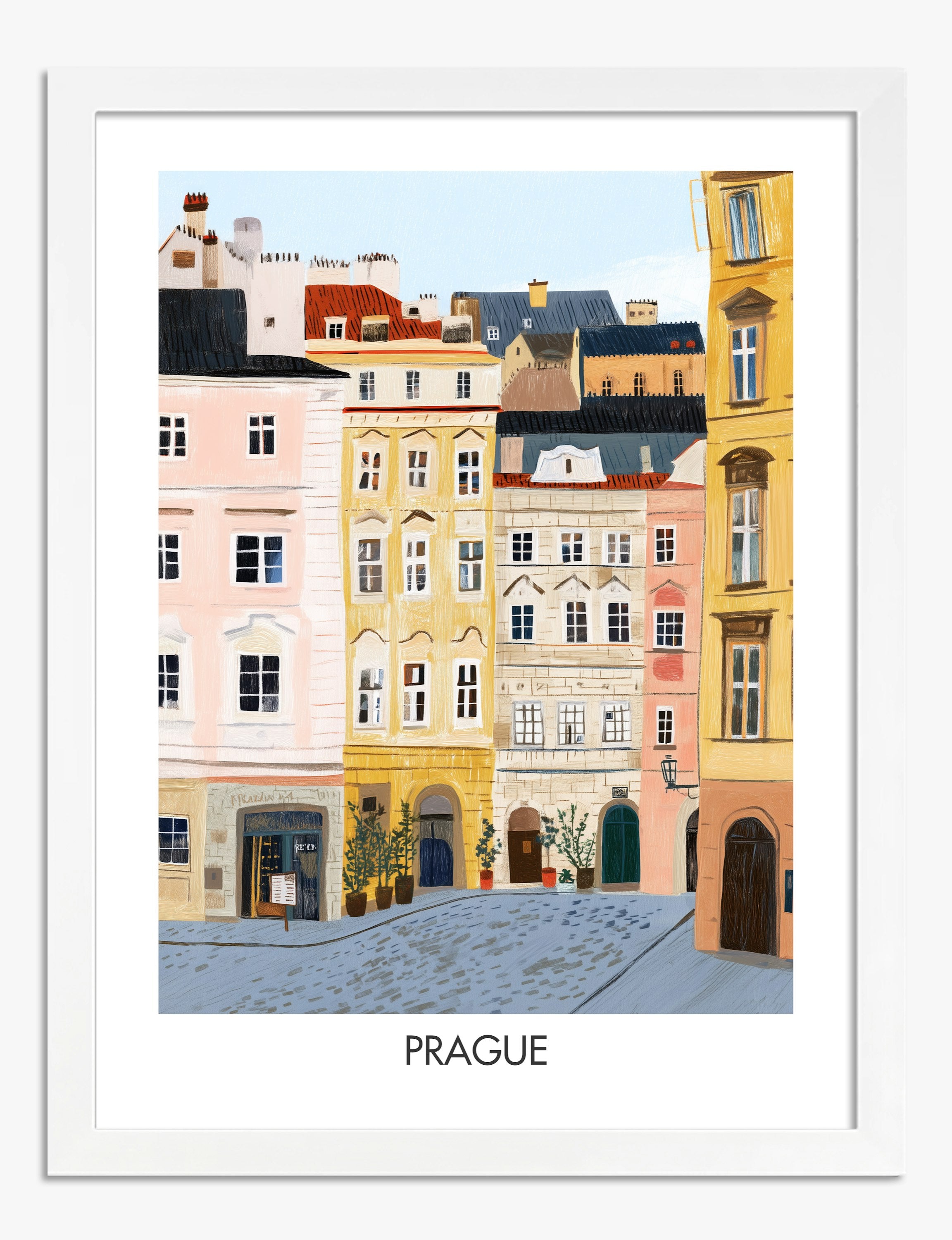 Pastel Prague Street Scene Art Print – Fab