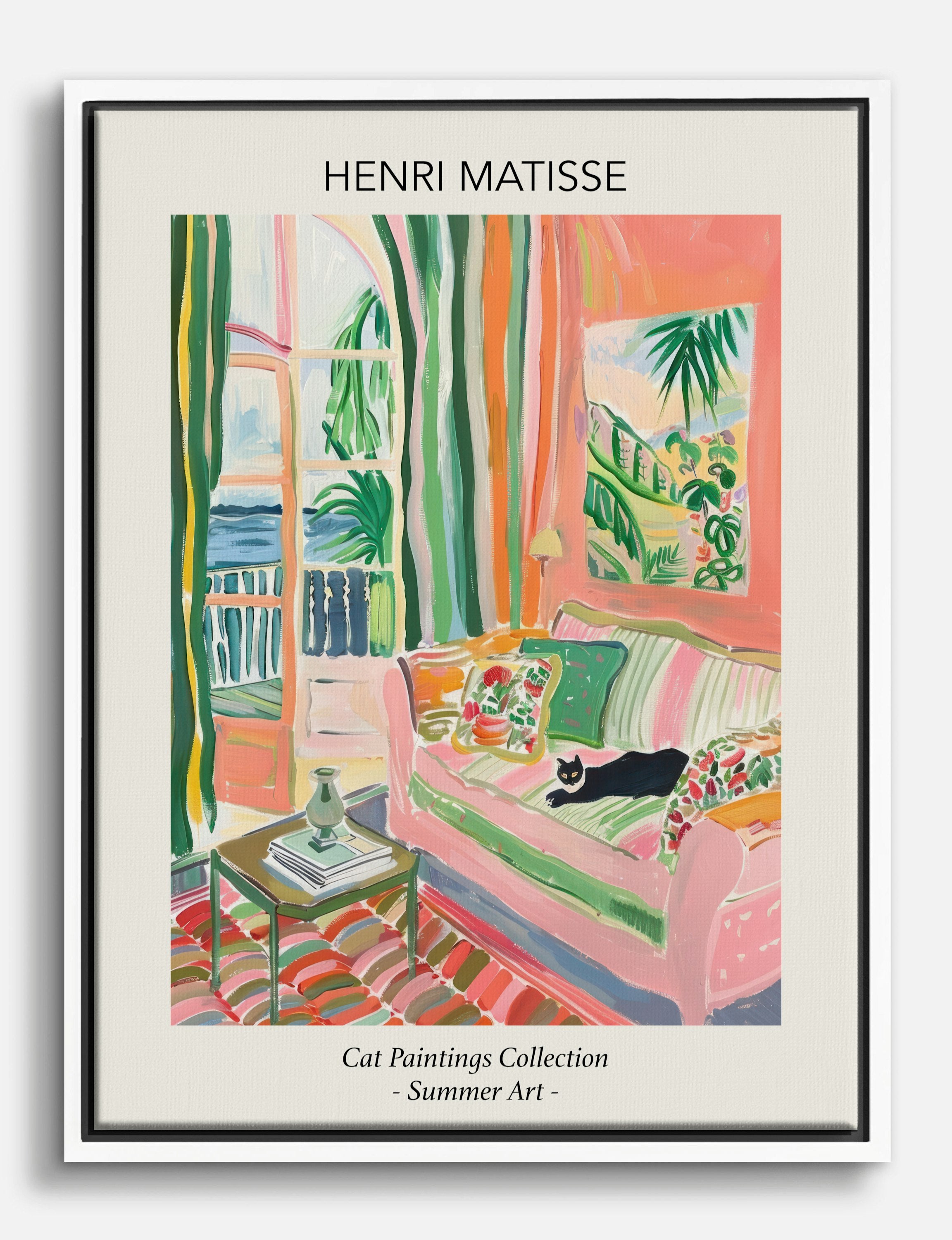 Canvas kat in tropische kamer, geïnspireerd door Henri Matisse – Fab